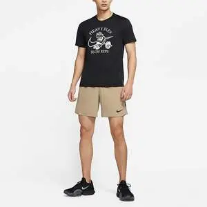 Nike Solid Color Pattern Cartoon Printing Training Short Sleeve Black T-shirt