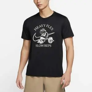 Nike Solid Color Pattern Cartoon Printing Training Short Sleeve Black T-shirt