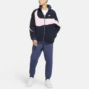 Nike Big Swoosh Logo Fleece Jacket - Black