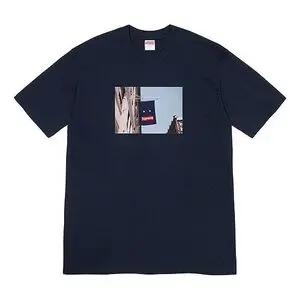 Supreme Fw19 Week 1 Banner Tee Short Sleeve Navy - Blue