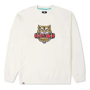 CONVERSE Crewneck Sweatshirt With Tiger Graphic - White