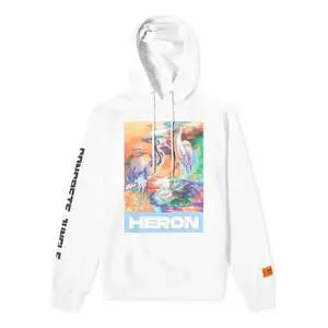Heron Preston Popover Hoodie With Water Colours Print And Embroidery