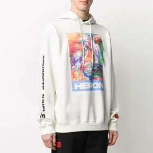 Heron Preston Popover Hoodie With Water Colours Print And Embroidery