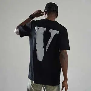 VLONE 3m Reflective Large Logo Short Sleeve Couple Style Black Gray
