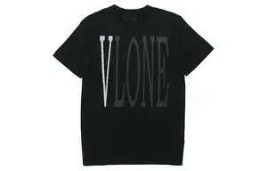 VLONE 3m Reflective Large Logo Short Sleeve Couple Style Black Gray