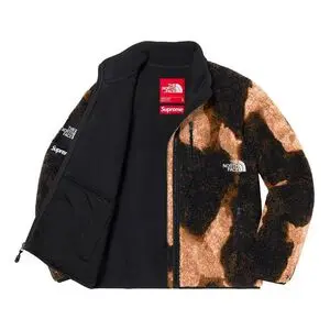 Supreme X The North Face Bleached Denim Print Fleece Jacket