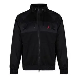 JORDAN Stand Collar Logo Casual Woven Sports Jacket - Black