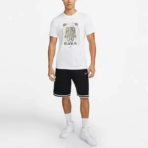 Nike Lebron James Lion Pattern Round Neck Pullover Short Sleeve White T-shirt - Multi-color