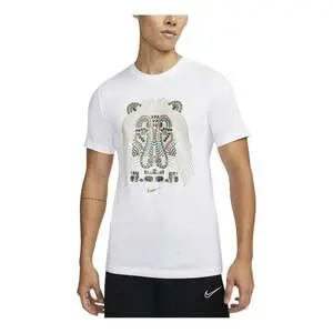 Nike Lebron James Lion Pattern Round Neck Pullover Short Sleeve White T-shirt
