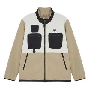 NEW BALANCE Colorblock Logo Fleece Jacket - Khaki
