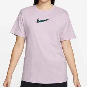 Nike Logo Plant Printing Short Sleeve T-shirt - Default Color