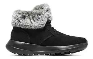 Sketchers On-the-go Joy Lace-up Ankle Boots With Faux Fur Trim