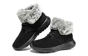 Sketchers On-the-go Joy Lace-up Ankle Boots With Faux Fur Trim
