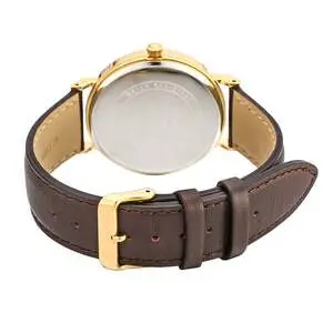 Casio Analog Quartz Watch With White Dial And Brown Leather Strap