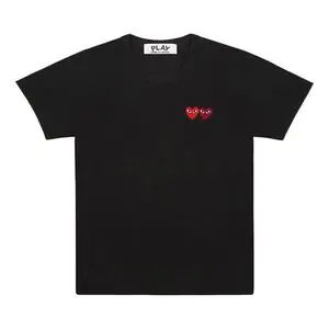 Play Comme Des Garcon Double Heart T-shirt - Black