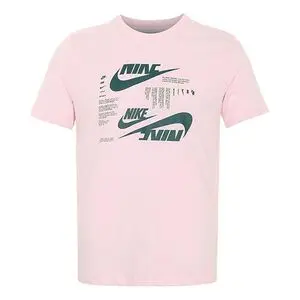 Nike Logo Printing Casual Sports Round Neck Short Sleeve Pink - Default Color
