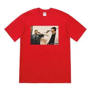 Supreme Fw18 The Killer Trust Tee Bloody Twins Chow Yun Fat Printing Short Sleeve - Red