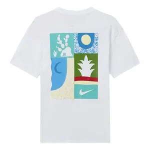 Nike Loose Logo Geometry Pattern Printing Sports Short Sleeve White T-shirt - Multi-color