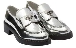 Prada Metallic Leather Loafers