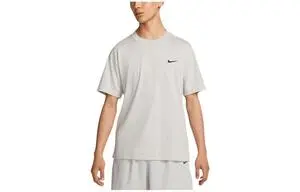 Nike Solid Color Ribbed Collar Back Printing Short Sleeve Gray T-shirt