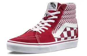 VANS Sk8-hi Mix Checker High Top Sneakers - Red