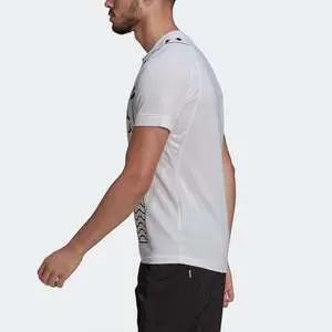 Adidas Geometry Pattern Logo Printing Round Neck Short Sleeve White