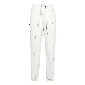 JORDAN Essentials Funny Pattern Knit Bundle Feet Sports Pants - White
