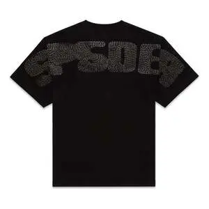 SP5DER Rhinestone Silk T-shirt - Black