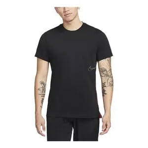 Nike Dri-fit Logo Solid Color Training Sports Short Sleeve Black T-shirt - Multi-color