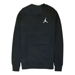 JORDAN Solid Color Sports Round Neck Pullover Long Sleeves - Black