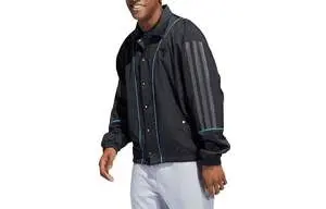 Adidas Yot Trae Jacket Printing Pattern Lapel Sports Black
