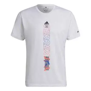 Adidas Contrasting Colors Alphabet Printing Round Neck Short Sleeve White Recycled Polyester T-shirt - Default Color