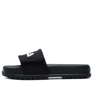FILA Flat Heel Sports Slides With Logo Detailing - Black