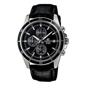 Casio Edifice Series Chronograph Leather Strap Watch - Black