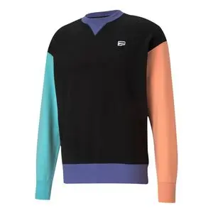 PUMA Graphic Crew Neck Colorblock Sweater - Black