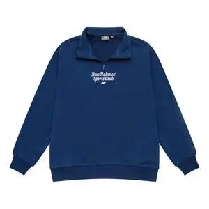 NEW BALANCE Sports Club Quarter Zip Polo Shirt - Blue/white