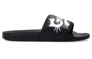 Gucci Pursuit Cat Leather Pool Slide - Black/white