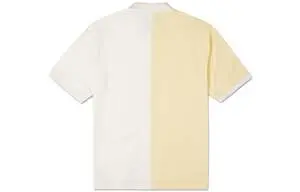 CONVERSE Splicing Colorblock Lapel Short Sleeve Cream Yellow Polo Shirt - Creamyellow