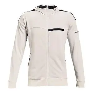 Under Armour Rival Terry Amp Casual Sports Zipper Hooded Jacket - Ivory