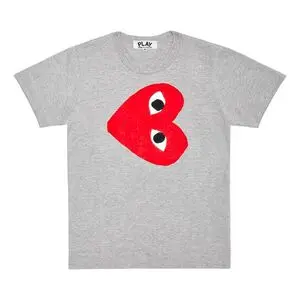 Play Comme Des Garcon Large Red Heart Logo T-shirt - Grey