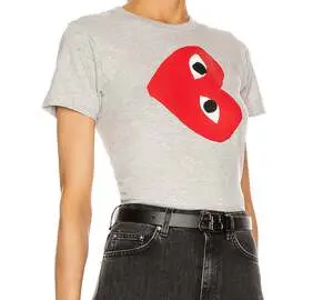 Play Comme Des Garcon Large Red Heart Logo T-shirt - Grey
