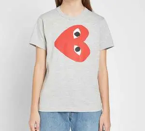 Play Comme Des Garcon Large Red Heart Logo T-shirt - Grey