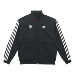 Adidas Stand Collar Zip Up Jacket With Fleece Lining - Black