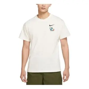 Nike Logo Alphabet Cartoon Pattern Printing Round Neck Short Sleeve White T-shirt - Multi-color