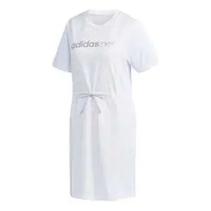 Adidas T-shirt Dress With Drawstring Waist - White