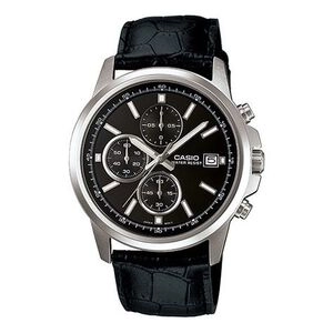 Casio Edifice Chronograph Leather Strap Watch - Black