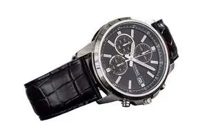 Casio Edifice Chronograph Leather Strap Watch - Black
