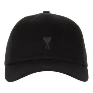 AMI Paris Cotton Gabardine Cap - Black