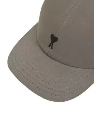 AMI Paris Baseball Cap With Embroidered Heart Logo - Grey