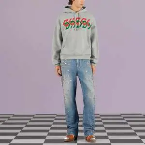 Gucci Chain Print Hooded Sweatshirt - Grey
